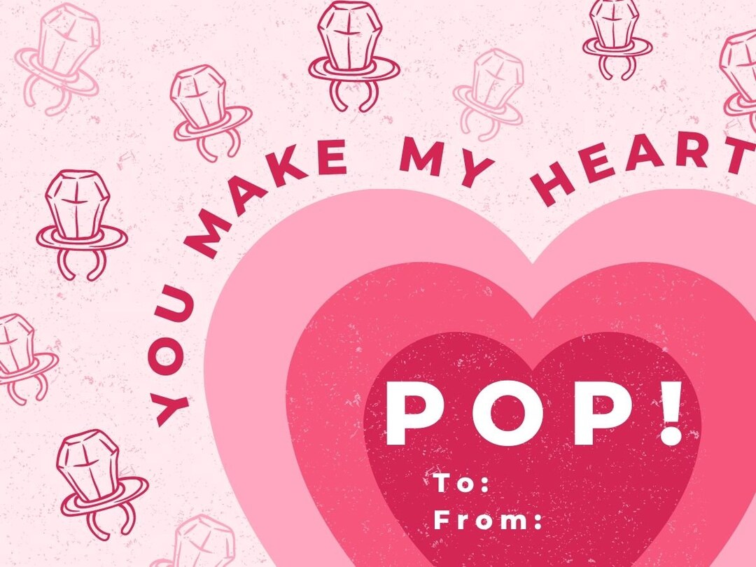 Valentine's Day Tag, You Make My Heart Pop, Valentine Gift Label, Kids ...