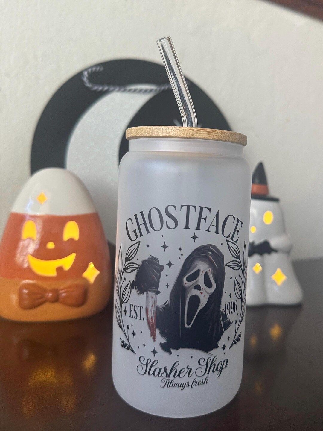 Scream Ghostface Glass Cuphalloween Giftsspooky Gifts - Etsy
