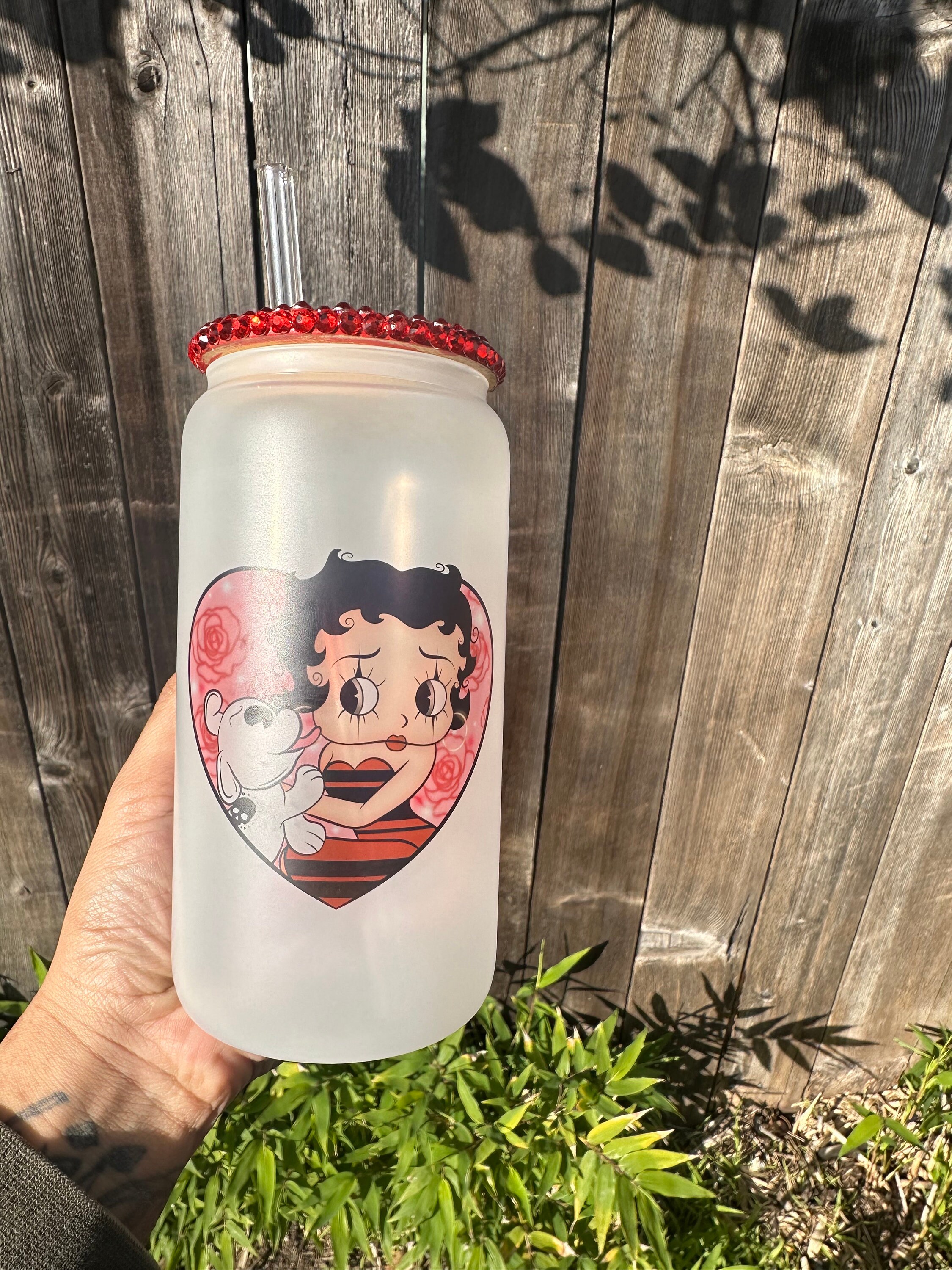 Betty Boop Glass Cup and Rhinestone Lid - Etsy