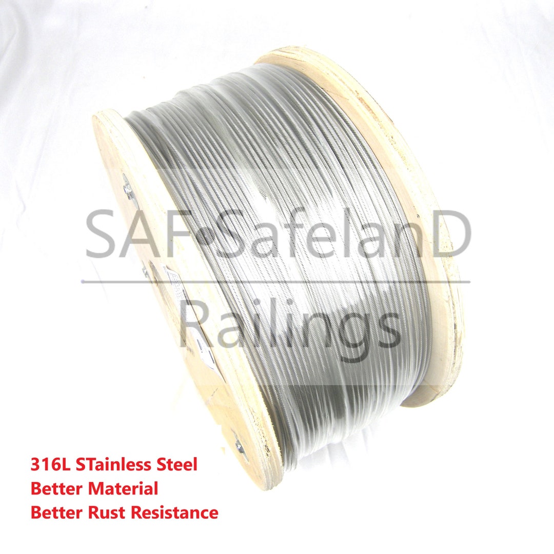1000 Ft. Stainless Steel T316L 1x19 Wire Rope for Cable Railing 1/8 - Etsy