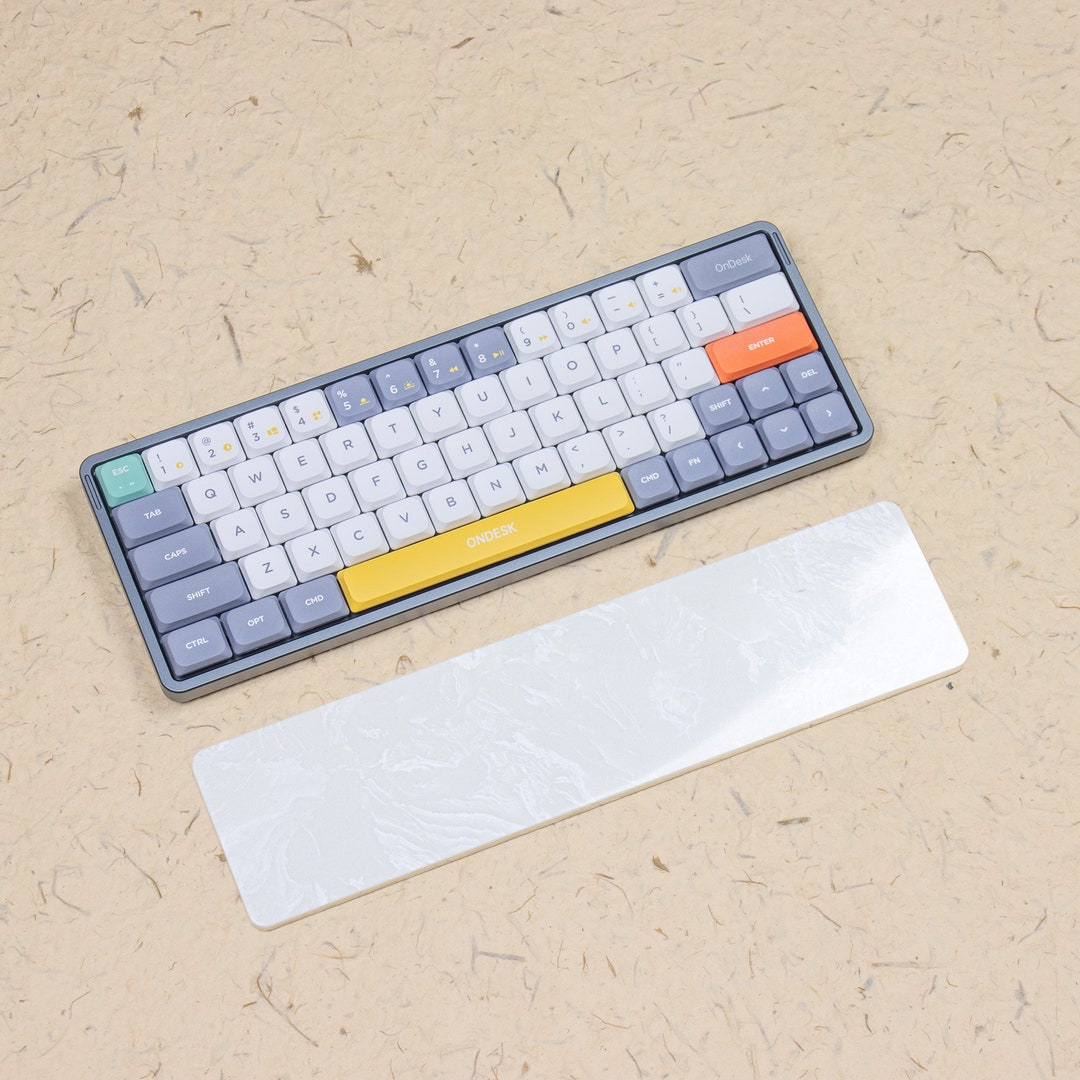 Low Profile Keyboard Wrist Rest Thin Quartz Stone Artisan White Nuphy ...
