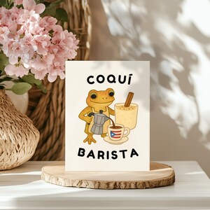 Coqui Barista Watercolor Print: Puerto Rican Coffee Art - Etsy