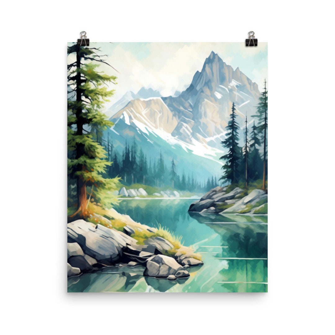 Triglav National Park Watercolor Print, Slovenia Mountain Wall Art ...