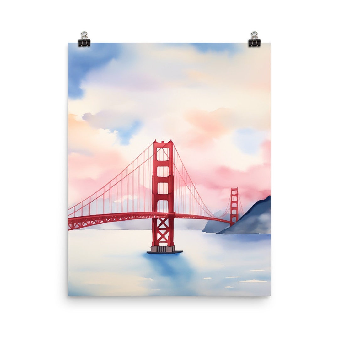 Golden Gate Bridge Watercolor Print | San Francisco Travel Gift | Bay ...