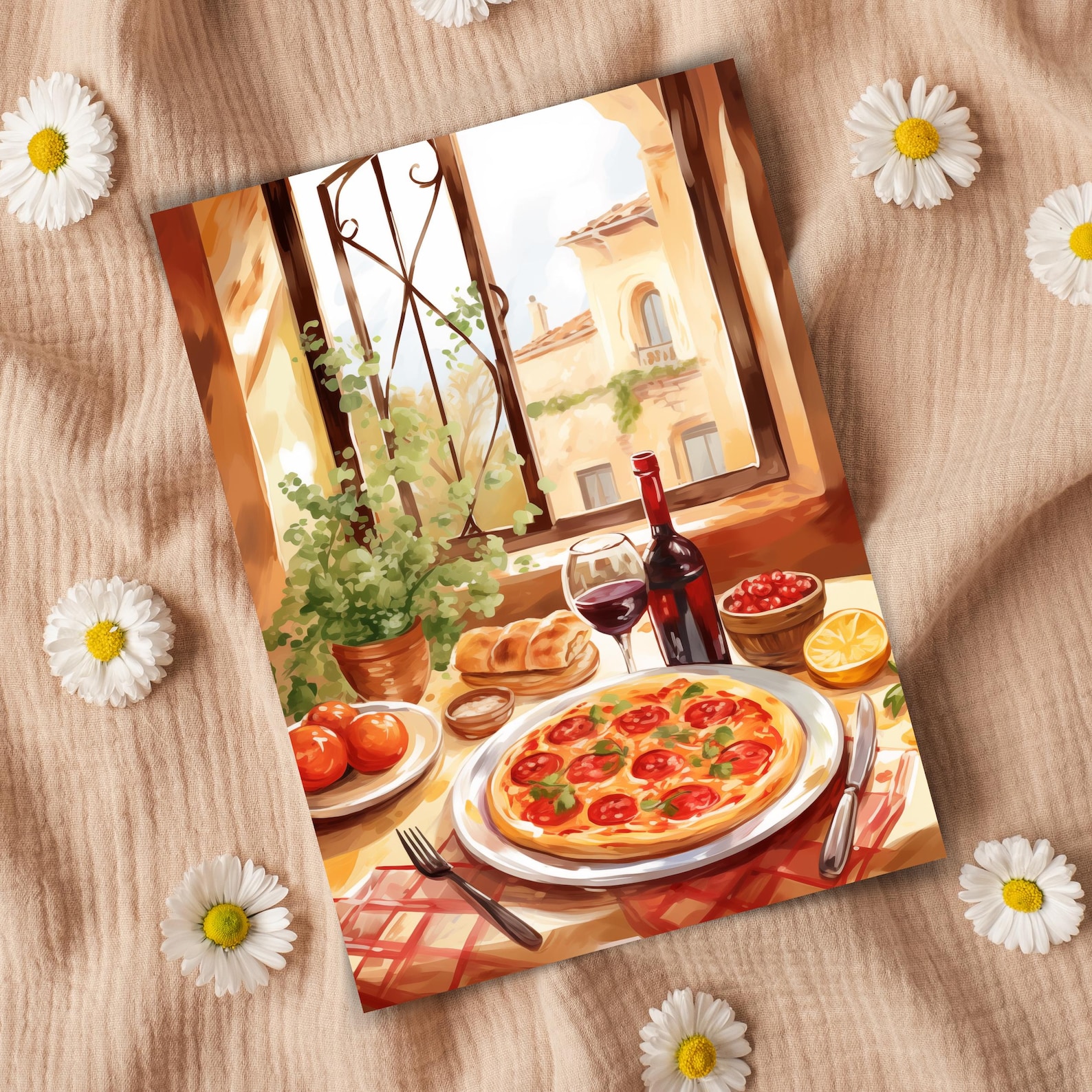 Neapolitan Pizza Watercolor Print, Naples Kitchen Wall Art, Italian ...