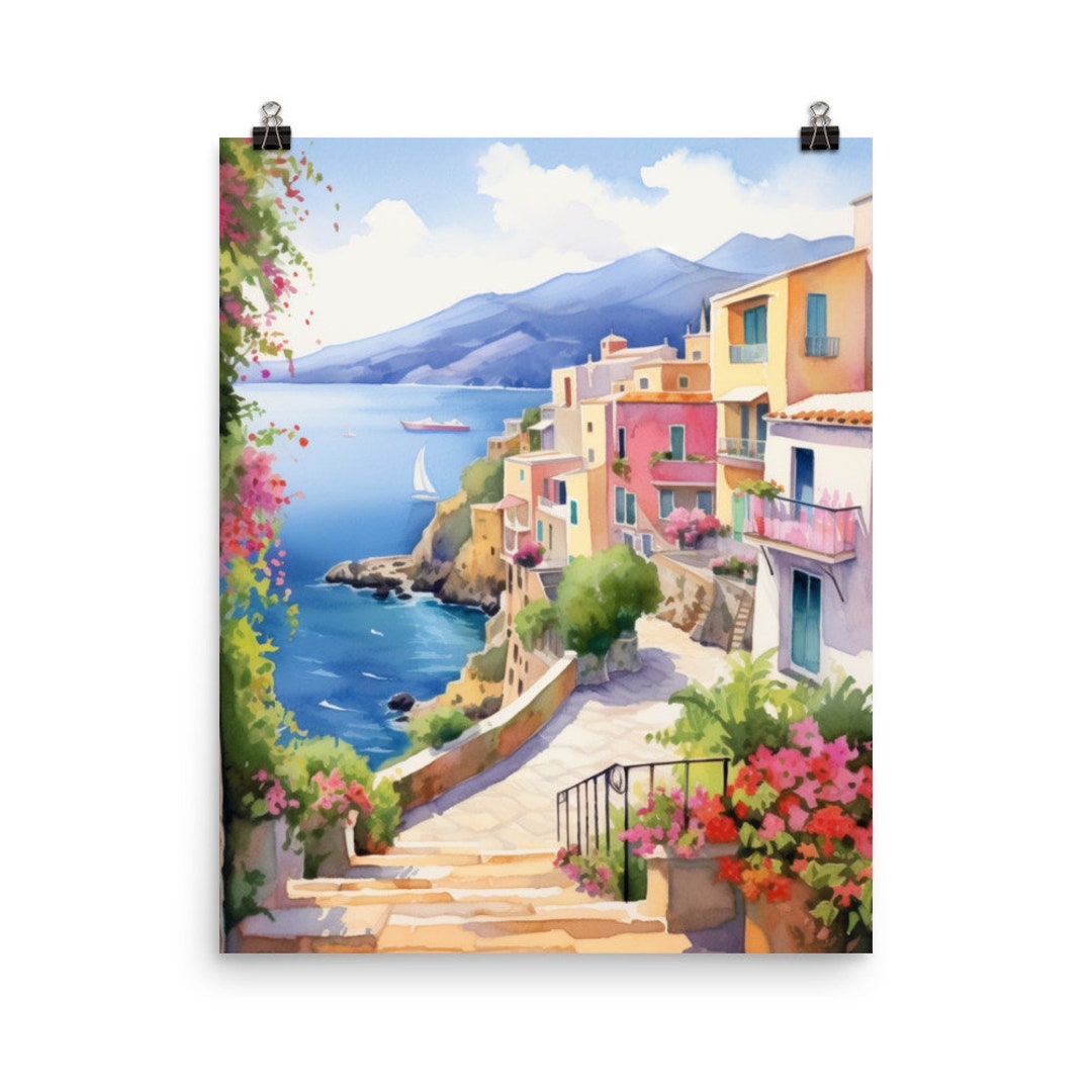 Crete Watercolor Print | Greece Travel Gift | Greek Islands Home Decor ...