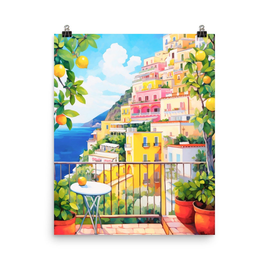 Positano Lemon Tree Watercolor Print, Amalfi Coast Wall Art, Italian ...