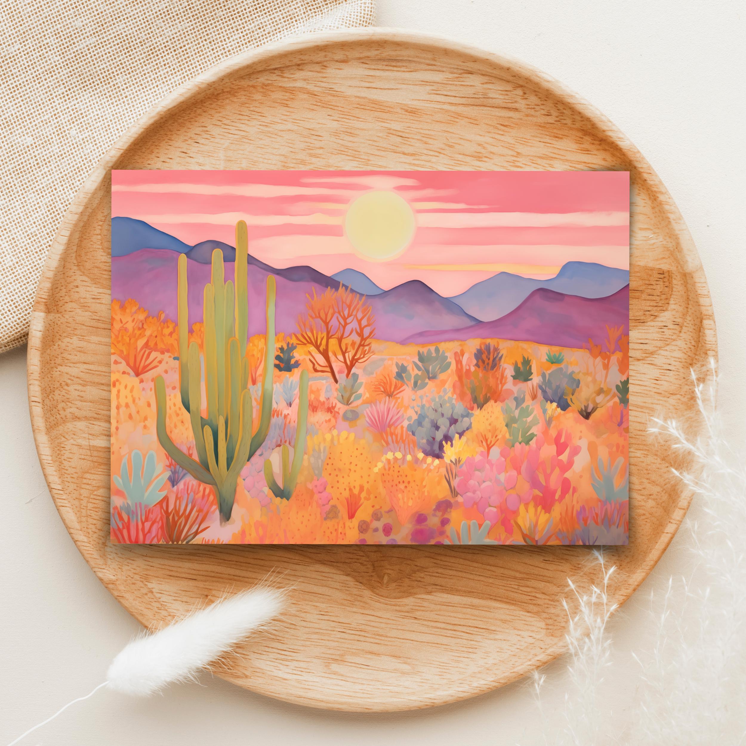 Western Desert Landscape Watercolor Print, Midcentury Cactus Art ...