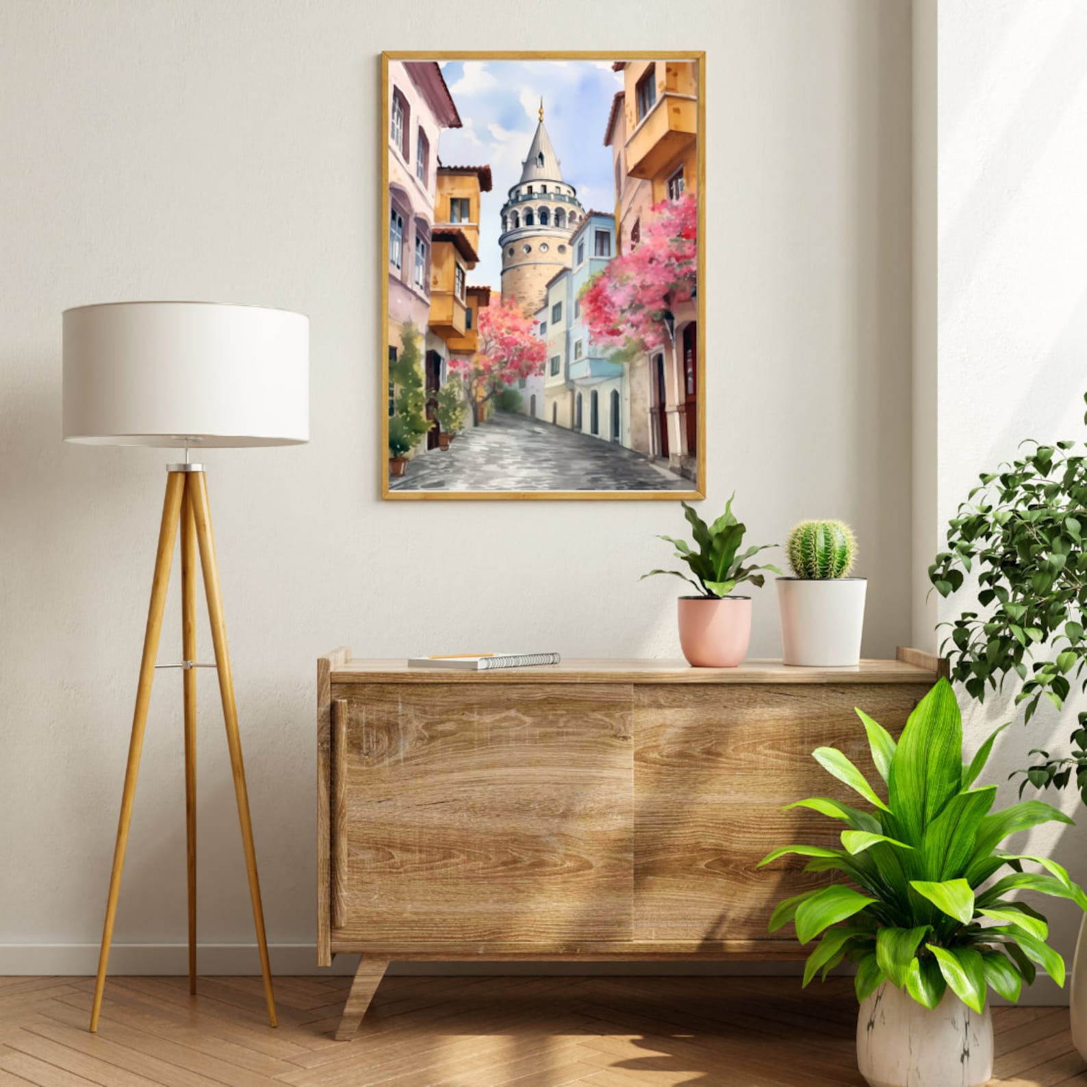 Galata Tower Watercolor Print, Istanbul Wall Art, Turkish Cityscape ...