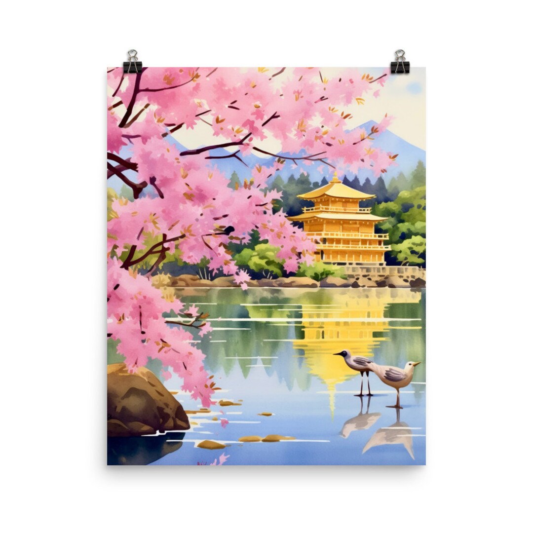 Kinkaku-ji Watercolor Print | Japan Travel Gift | Kyoto Wall Art ...