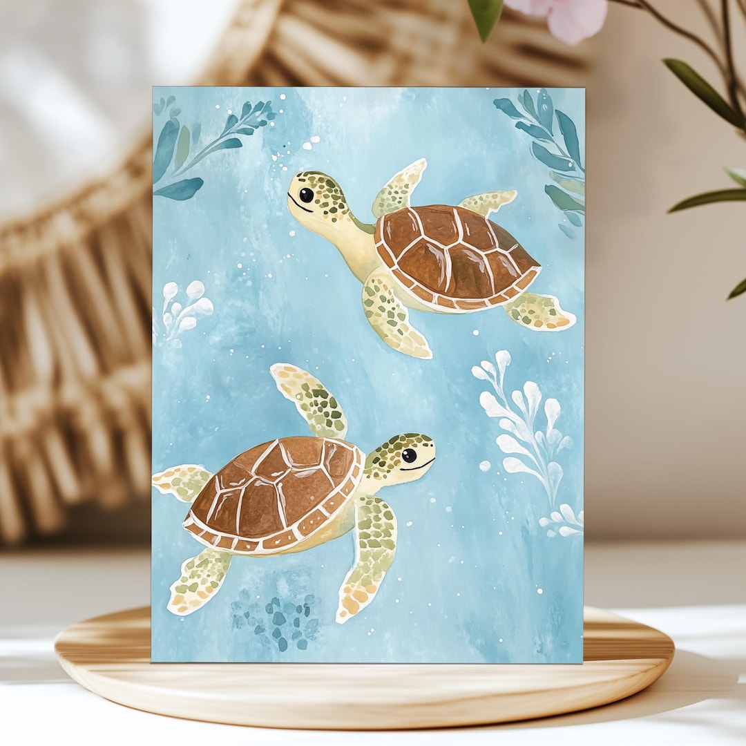 Sea Turtle Watercolor Print, Marine Life Kids Nursery Wall Art, Ocean ...