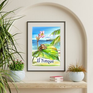 El Yunque Watercolor Print, Puerto Rican Coqui Frog Art, Caribbean ...