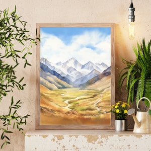 Andes Mountains Watercolor Print, Peru Wall Art, South America Poster ...