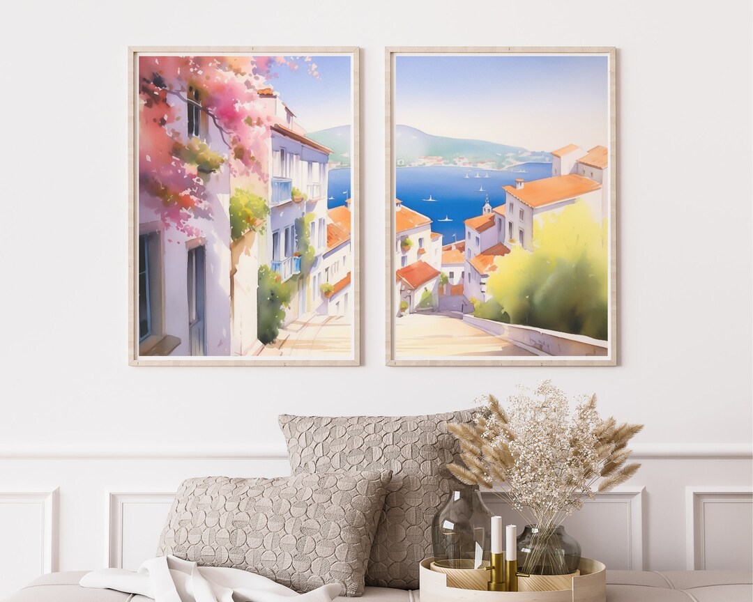 Funchal Watercolor Print | Set of 2 | Portugal Gift | Portuguese Home ...