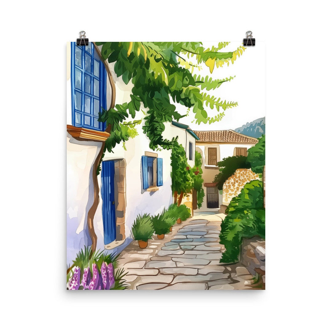 Cadaques Watercolor Print | Spain Travel Gift | Spanish Countryside ...