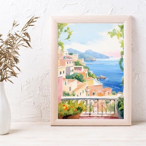 Capri Watercolor Print | Amalfi Coast Gift | Italy Wall Art | Italian ...