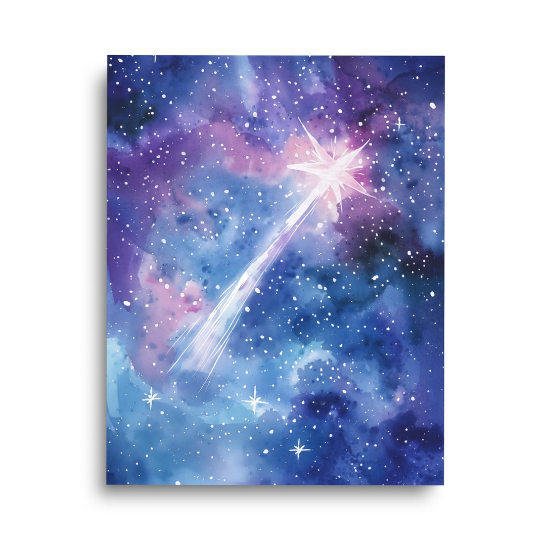 Shooting Star Watercolor Print | Celestial Wall Art | Cosmic Home Decor ...