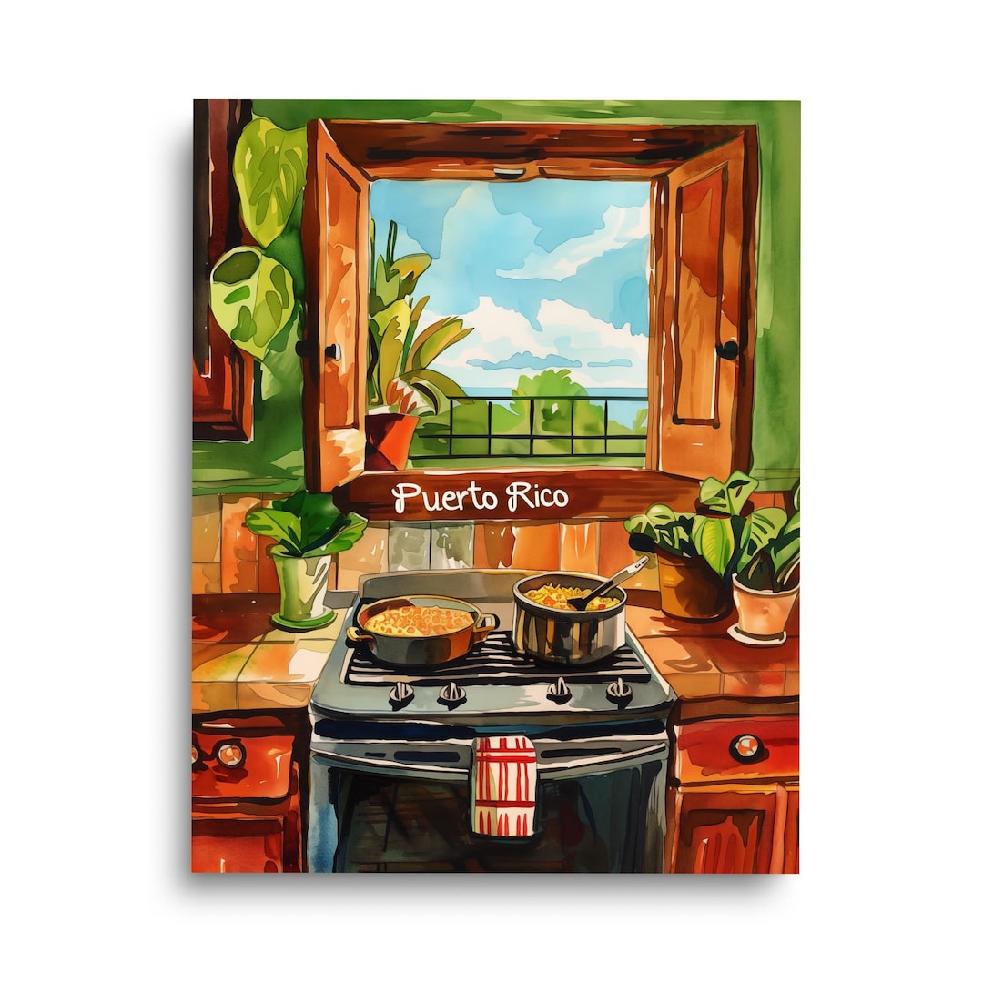 Puerto Rican Kitchen Print, Boricua Culinary Wall Art, Caribbean Food ...