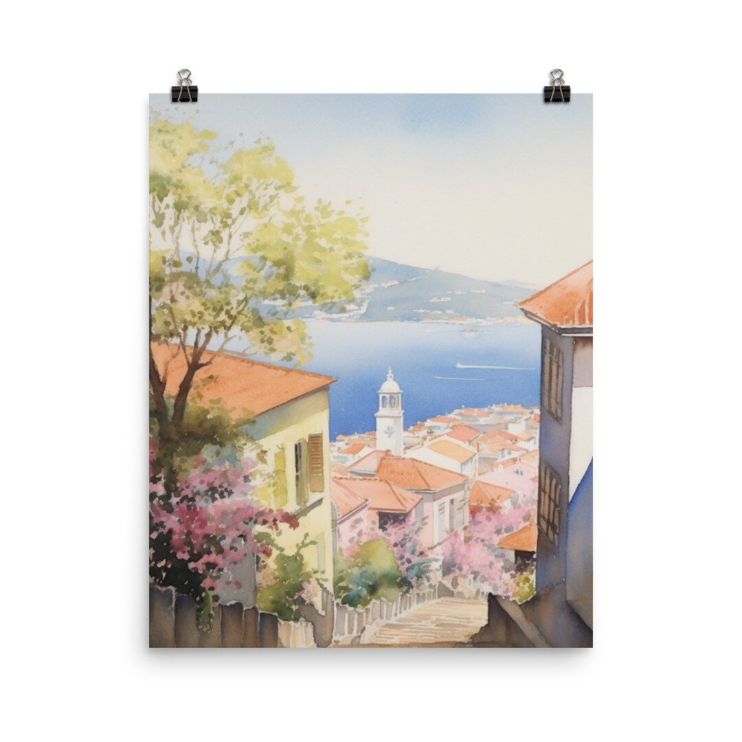 Funchal Watercolor Print | Portugal Gift | Portuguese Wall Art ...