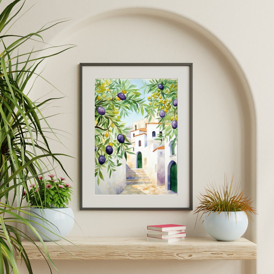 Apulia Olive Grove Watercolor Print Italian Travel Wall Art, Puglia ...