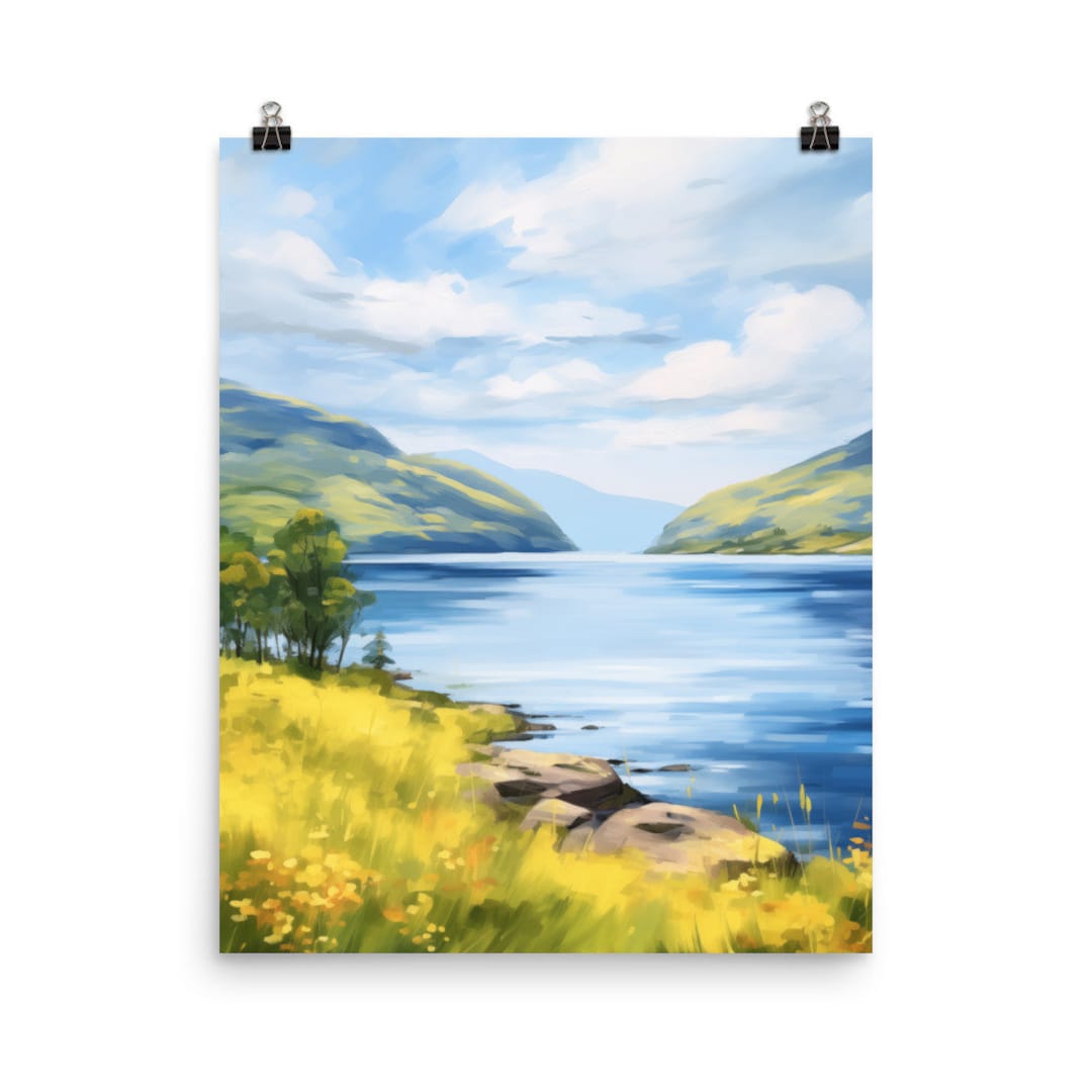 Loch Ness Watercolor Print, Scottish Highlands Wall Art, Scotland ...