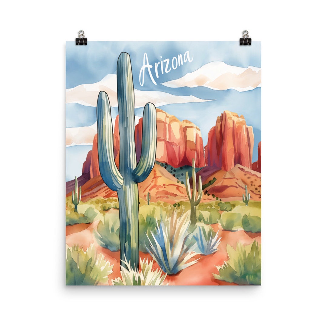 Arizona Watercolor Print | Arizona Travel Gift | Desert Landscape Decor ...