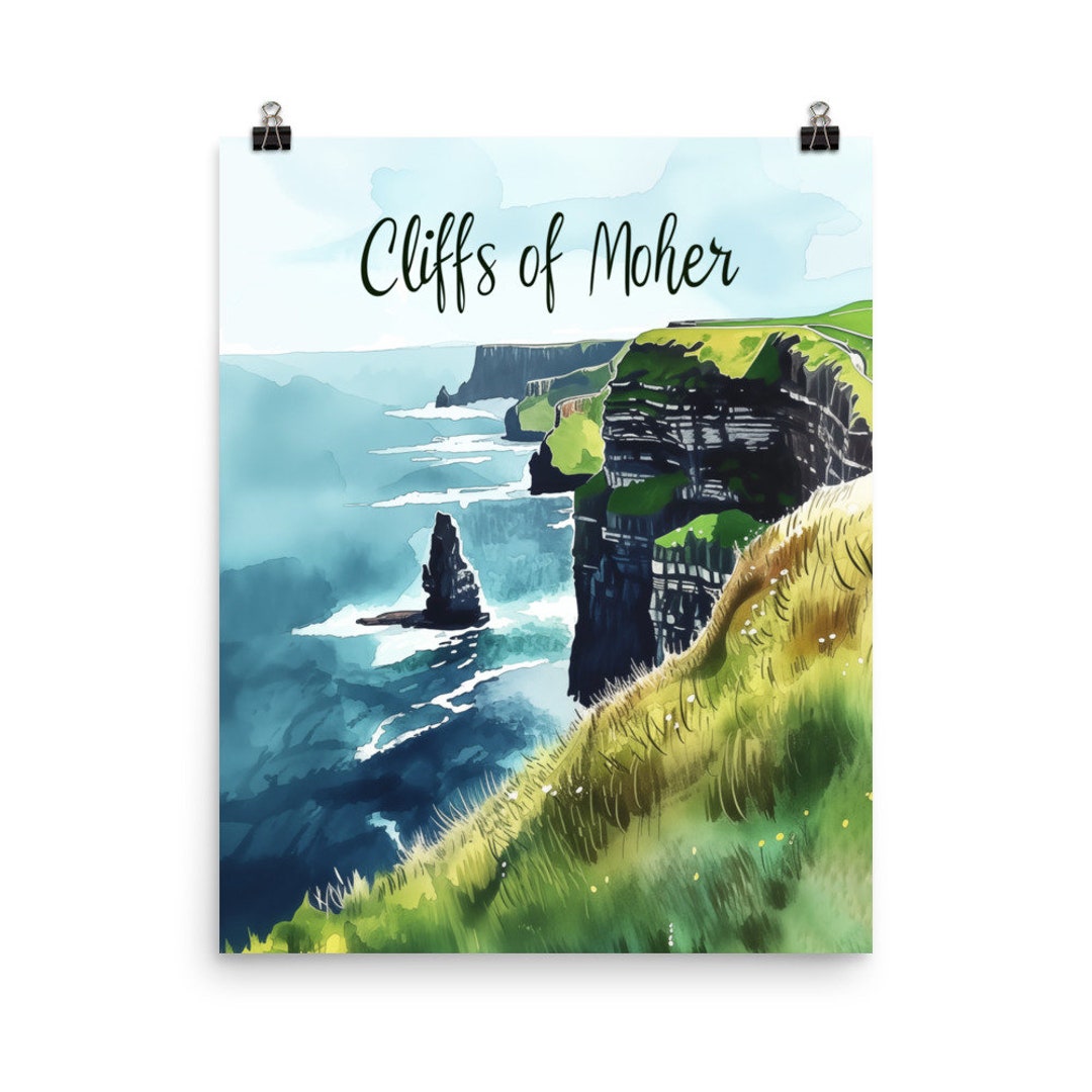 Cliffs of Moher Watercolor Print | Ireland Travel Gift | Irish Wall Art ...