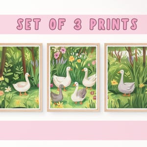 Ducks in Spring Watercolor Print Set of 3, Farmhouse Animal Nursery ...