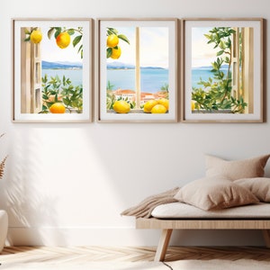 Italy Lemon Tree Watercolor Print | Set of 3 | Italian Riviera Wall Art ...