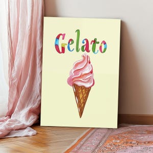 Italian Gelato Watercolor Print, La Dolce Vita Kitchen Decor, Dessert ...