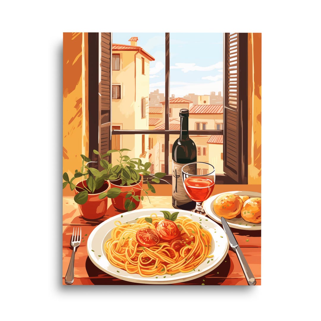 Palermo Spaghetti | Watercolor Print | Kitchen Decor | Food Wall Art ...