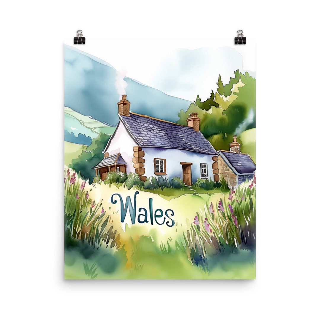 Welsh Cottage Watercolor Print, UK Travel Art, Countryside Wall Decor ...