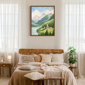 Bavarian Alps Watercolor Print, Germany Alpine Landscape, Mountain Wall ...