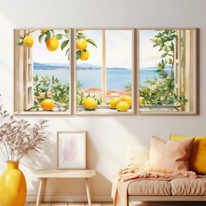 Italy Lemon Tree Watercolor Print | Set of 3 | Italian Riviera Wall Art ...