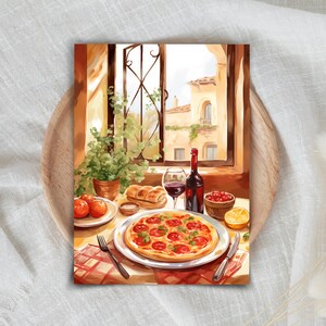 Neapolitan Pizza Watercolor Print, Naples Kitchen Wall Art, Italian ...