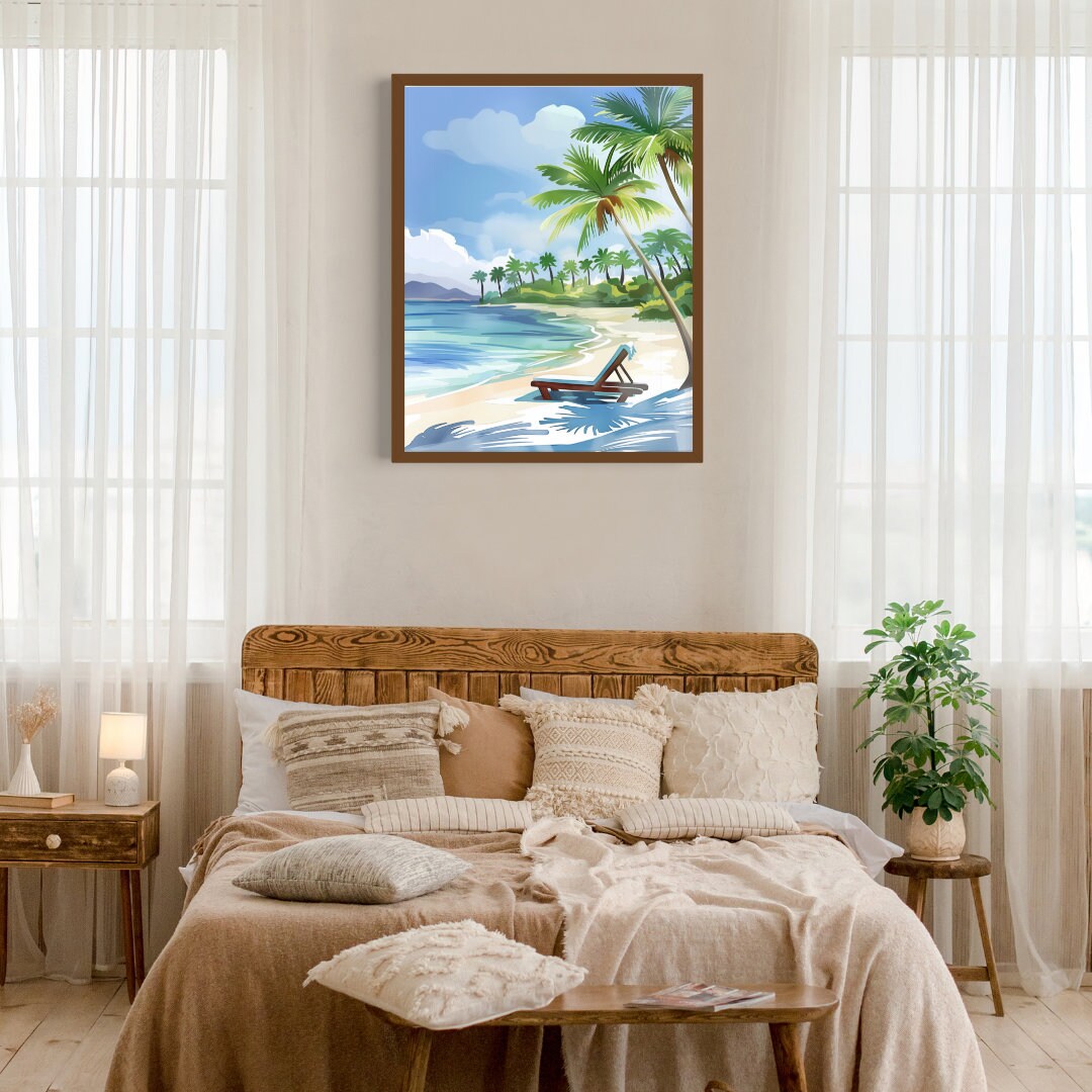 Bayamon Puerto Rico Watercolor Print, Caribbean Beach Scene Art ...