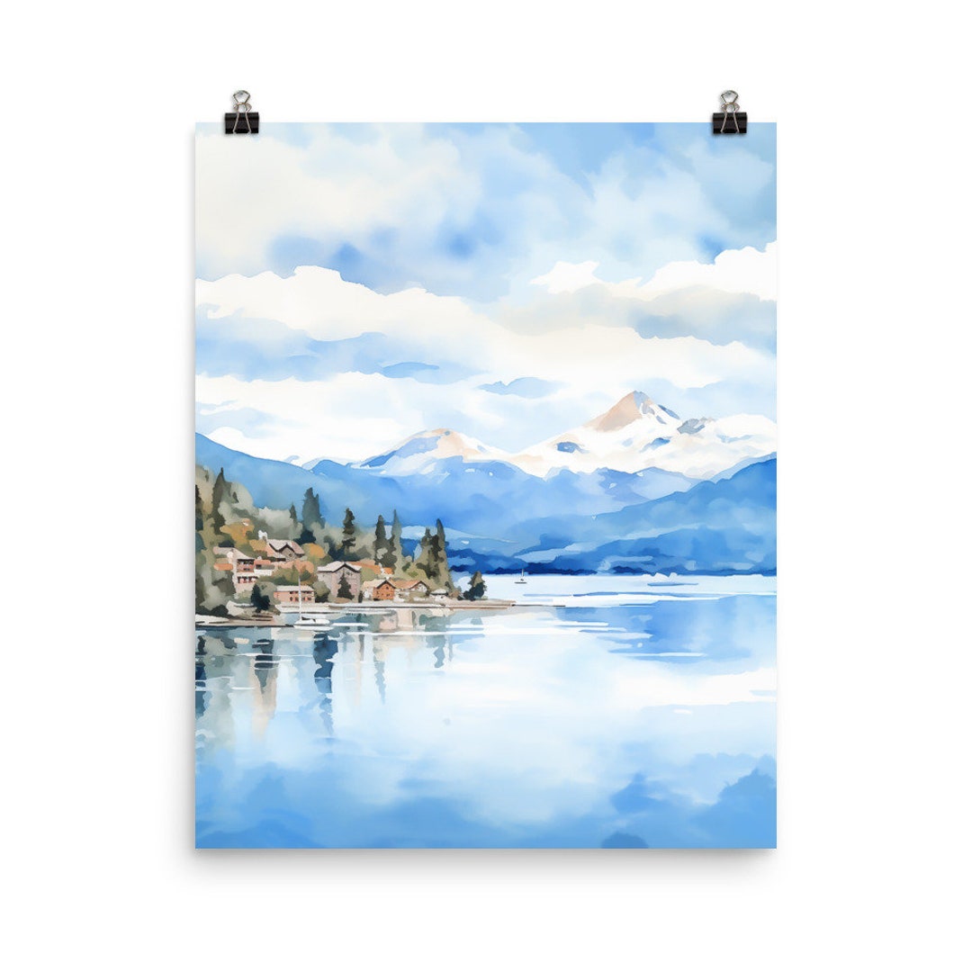 Bariloche Watercolor Print | Argentina Travel Gift | Lake Nahuel Huapi ...