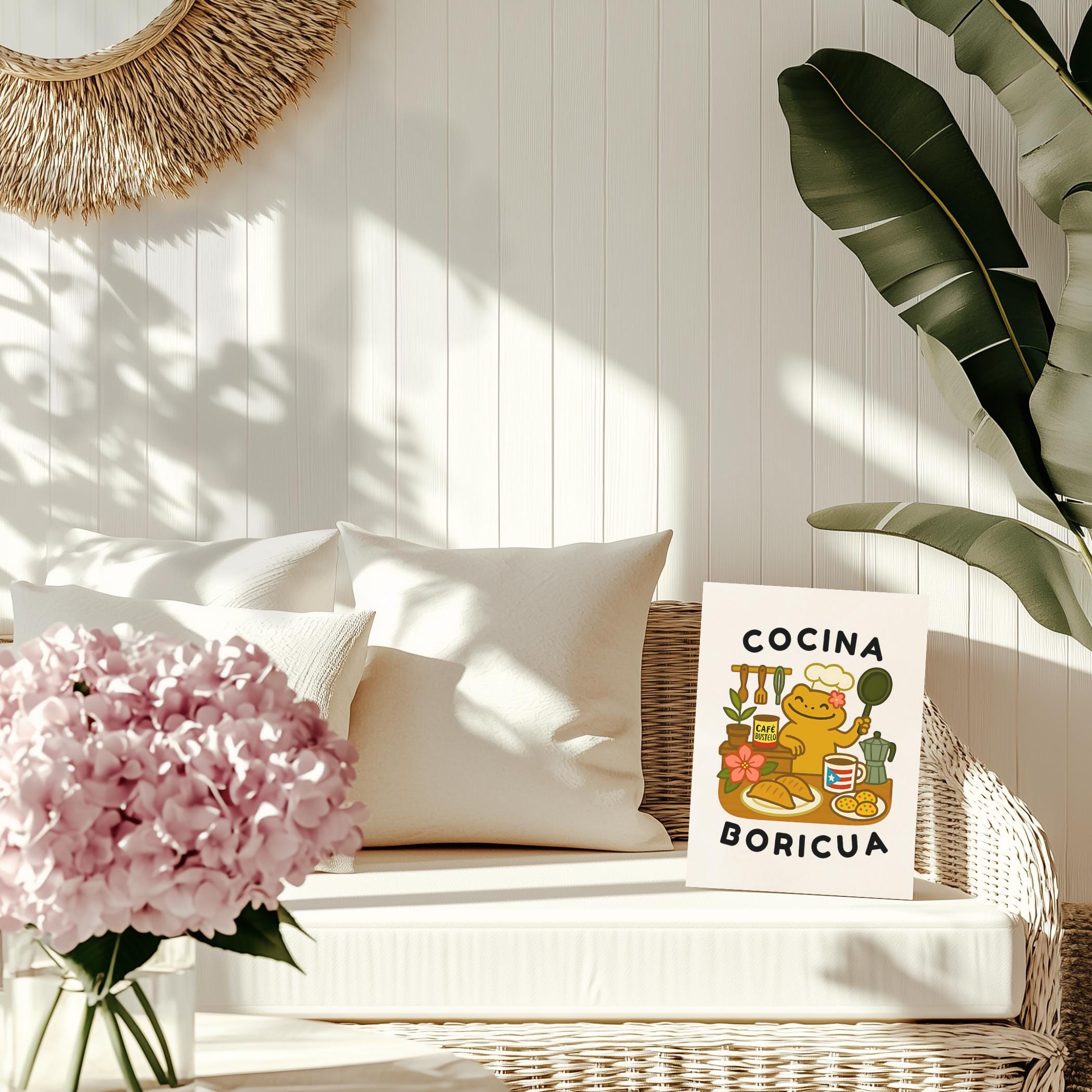 Cocina Boricua Print, Puerto Rican Kitchen Art, Coqui Chef Poster ...