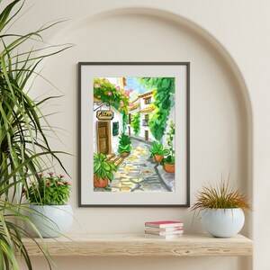 Altea Watercolor Print | Spain Travel Gift | Spanish Village Home Decor ...
