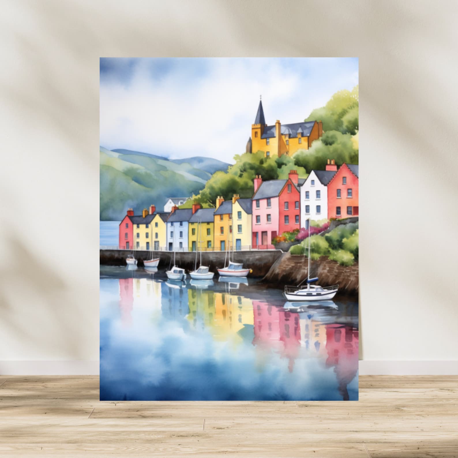 Portree Scotland Watercolor Print, Colorful Seaside Houses Art, UK ...