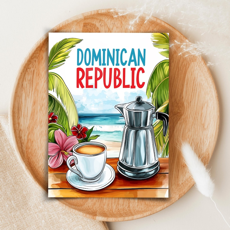 Dominican Coffee Watercolor Print, Tropical Cafe Wall Art, Caribbean ...