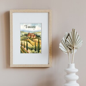 Tuscany Vineyards Watercolor Print, Italian Landscape Wall Art ...