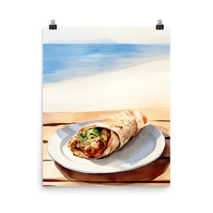 Gyro Watercolor Print Greece Travel Gift Food Wall Art Kitchen Decor ...