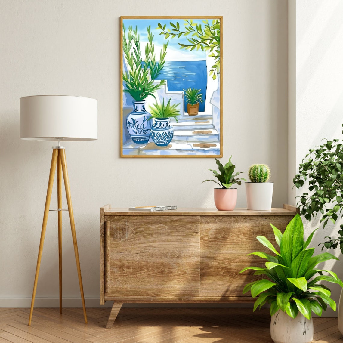 Greek Olive Branch Watercolor Print, Aegean Seaside Wall Art, Cyclades ...