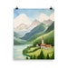 Bavarian Alps Watercolor Print, Germany Alpine Landscape, Mountain Wall ...