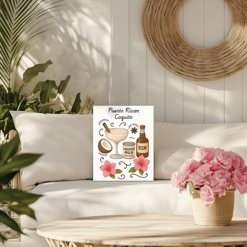 Coquito Print, Puerto Rican Holiday Drink Wall Art, Caribbean Kitchen ...