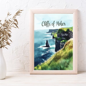 Cliffs of Moher Watercolor Print, Ireland Coastal Art, Irish Seaside ...