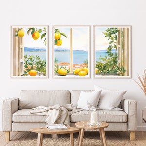Italy Lemon Tree Watercolor Print | Set of 3 | Italian Riviera Wall Art ...