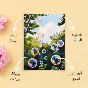 Bubbles in the Sky Watercolor Print, Dreamy Woodland Art, Nature ...