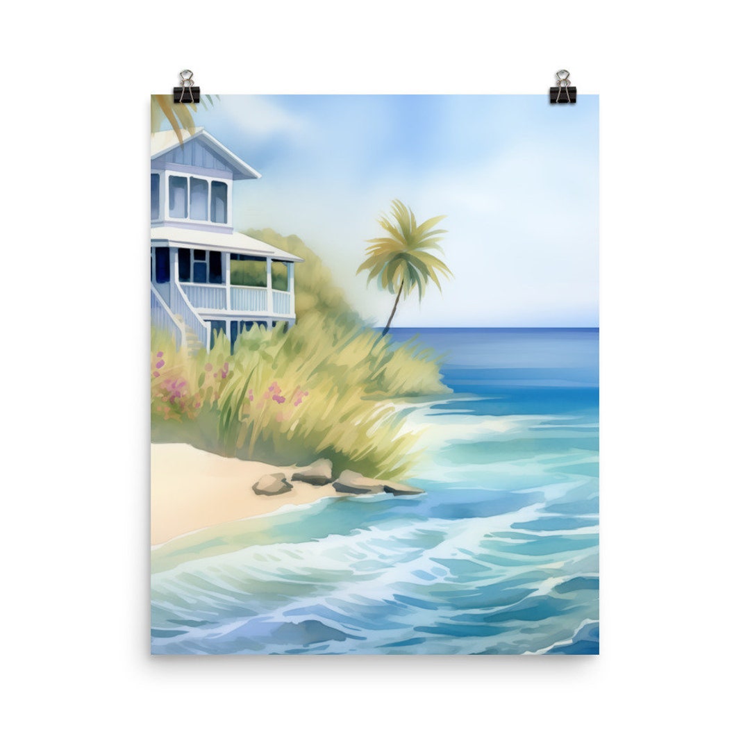 Islamorada Watercolor Print: Florida Keys Beach House Art, Tropical ...